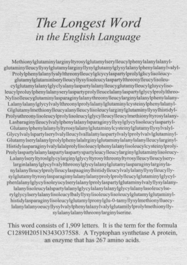 Long Words Bonus #1: Tryptophan Synthase | Science Meets Fiction